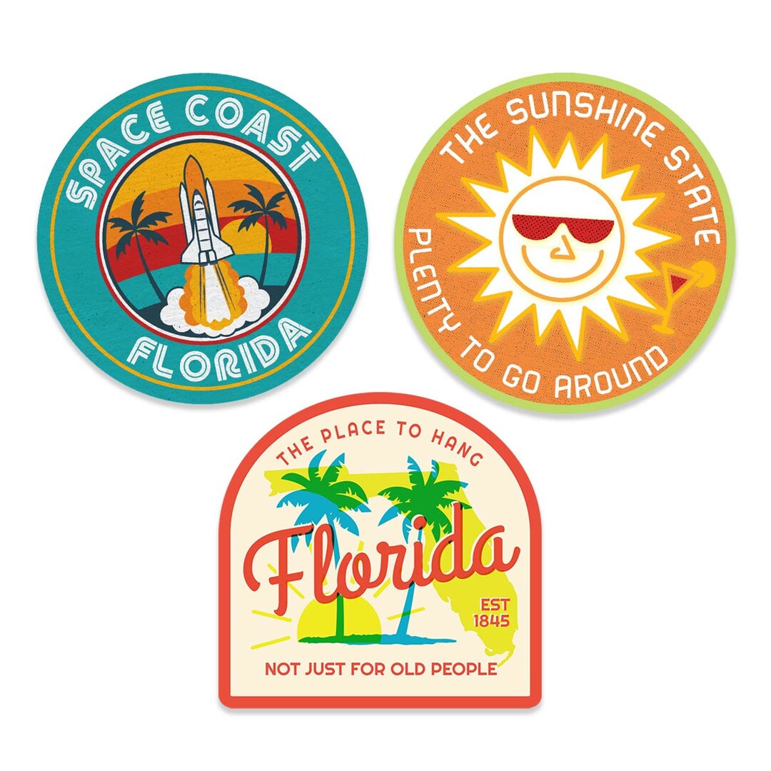 Sticker Bundle; Florida Space Coast, Sunshine State, Place to Hang, Set ...