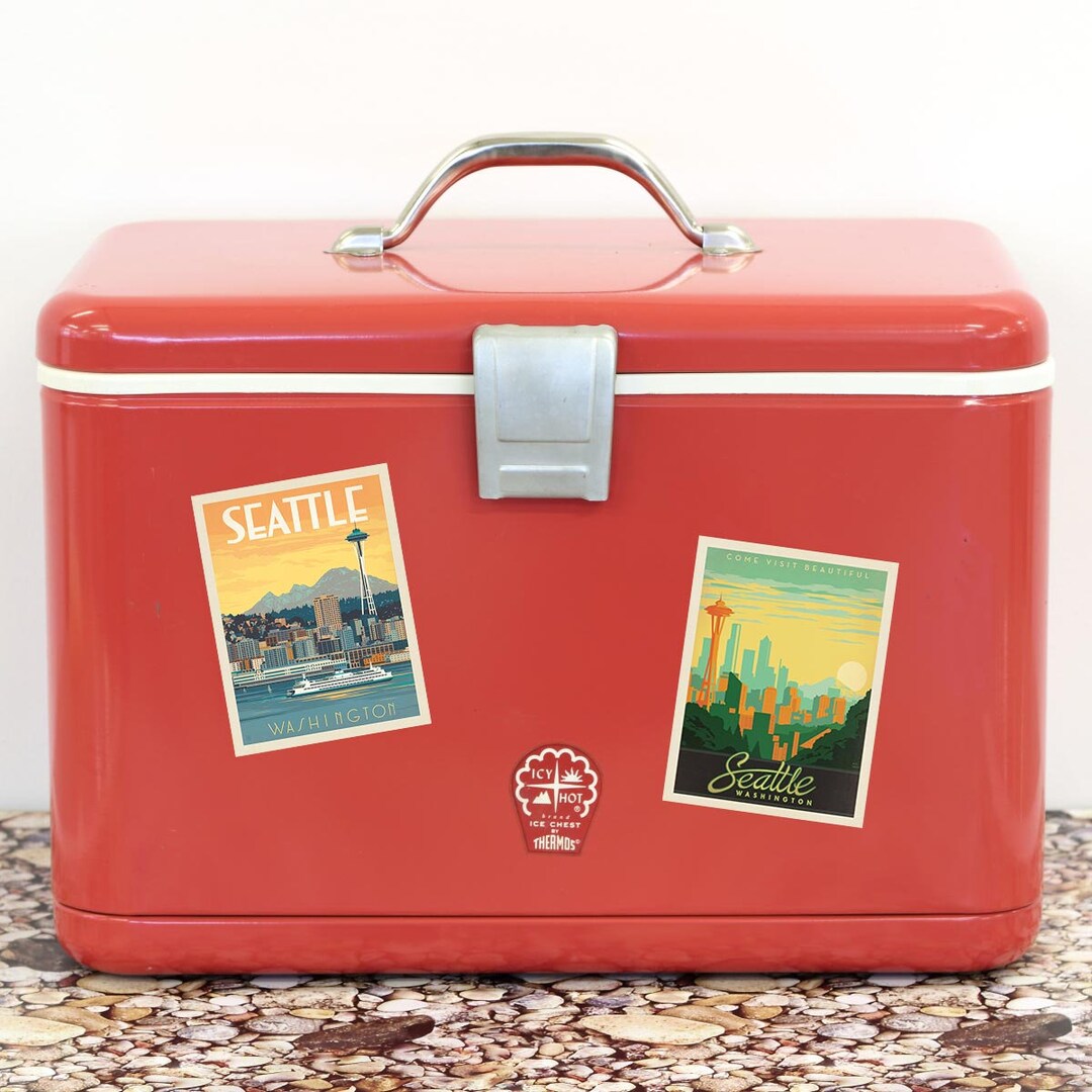 Bumper Sticker Set: Seattle Washington Skyline, 2 Stickers, Suitcase ...