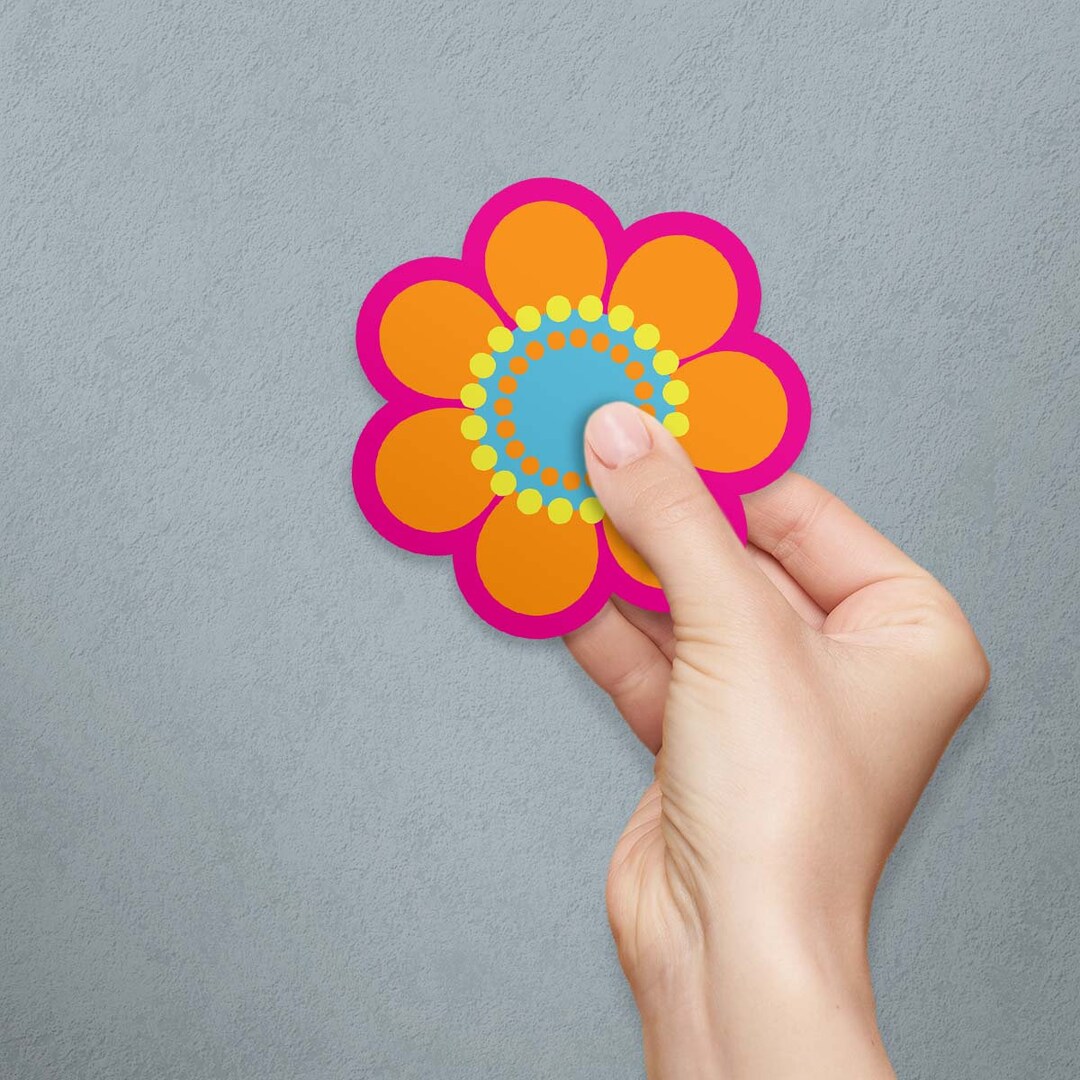 Flower Power Vinyl Sticker, Mod Flower Die Cut Sticker, Retro Flower ...