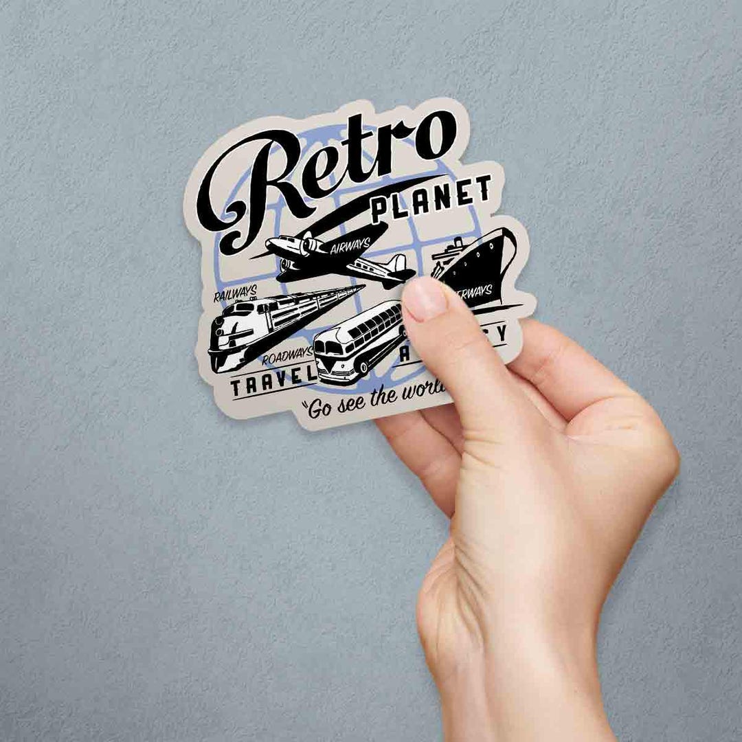 Vinyl Sticker; Retro Planet Travel Agency Die Cut Decal, Peel & Stick ...