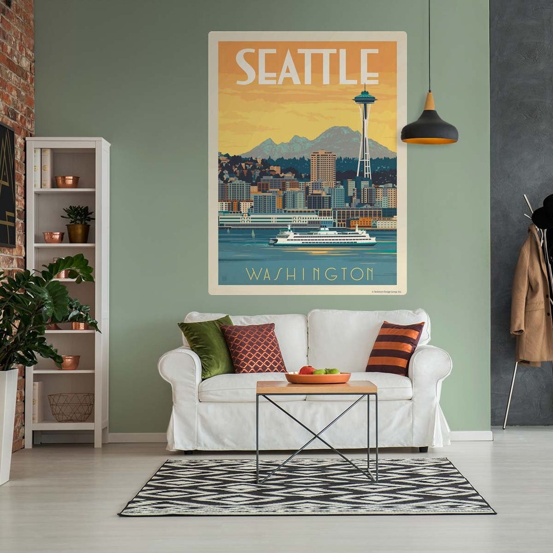 Washington Wall Decal, Seattle Peel and Stick Removable Wall Decal, US ...