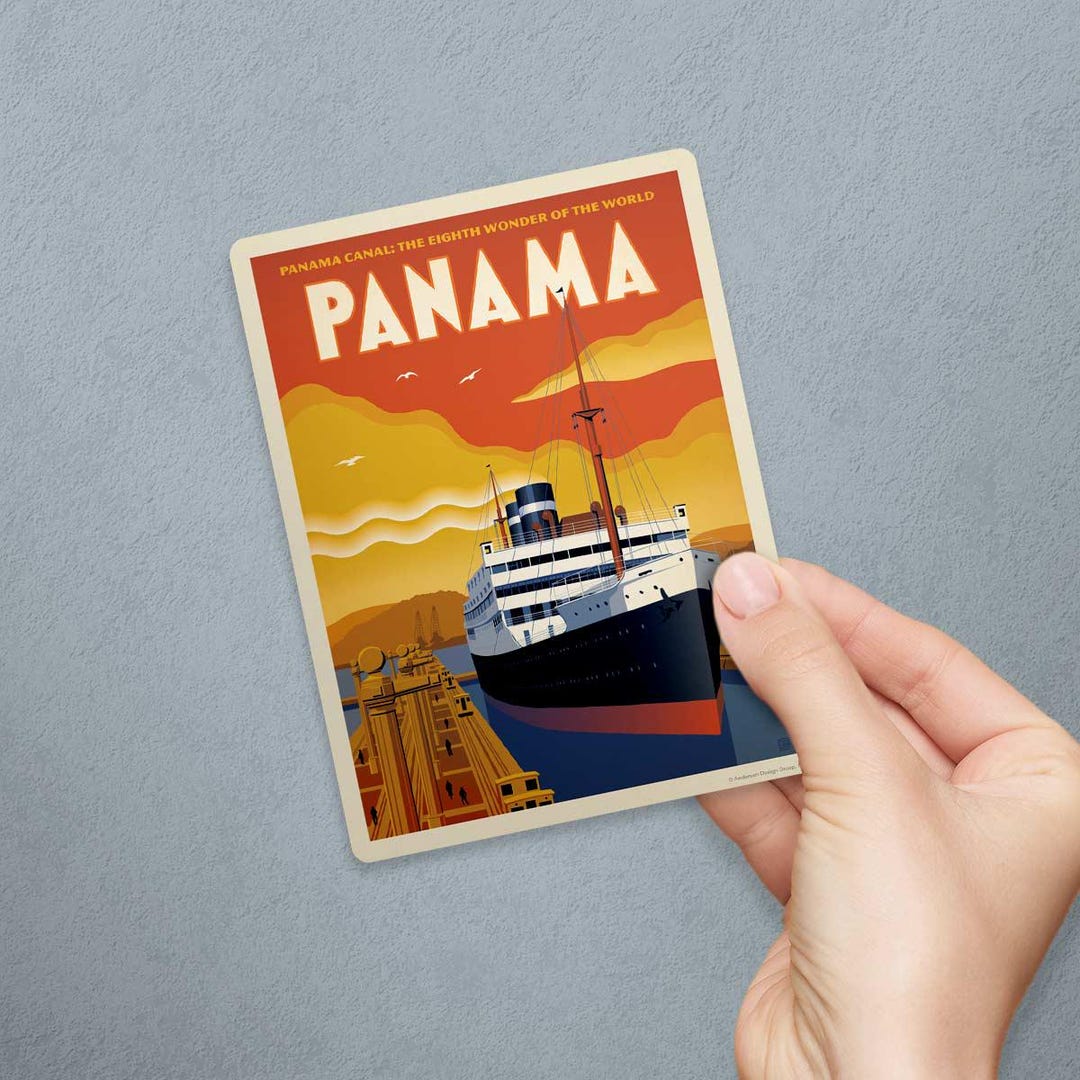 Panama Canal Vinyl Bumper Sticker, Vintage Style Travel Decal - Etsy
