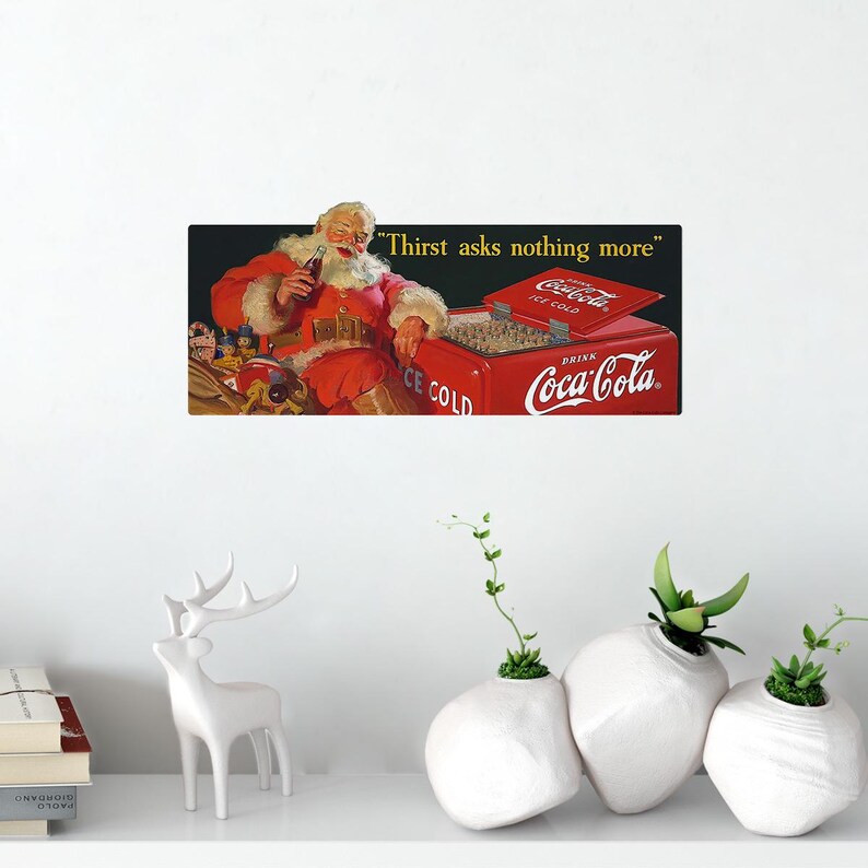 Coca-cola Vinyl Wall Decal, Coke Santa Thirst Asks Nothing More ...