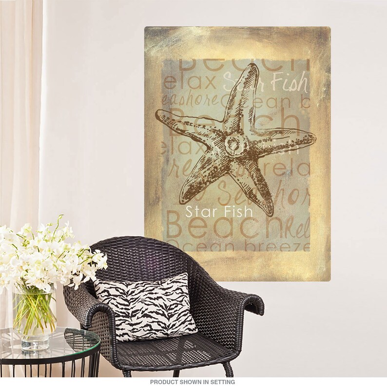 Starfish Beach Shore Life Wall Decal Vintage Style | Etsy