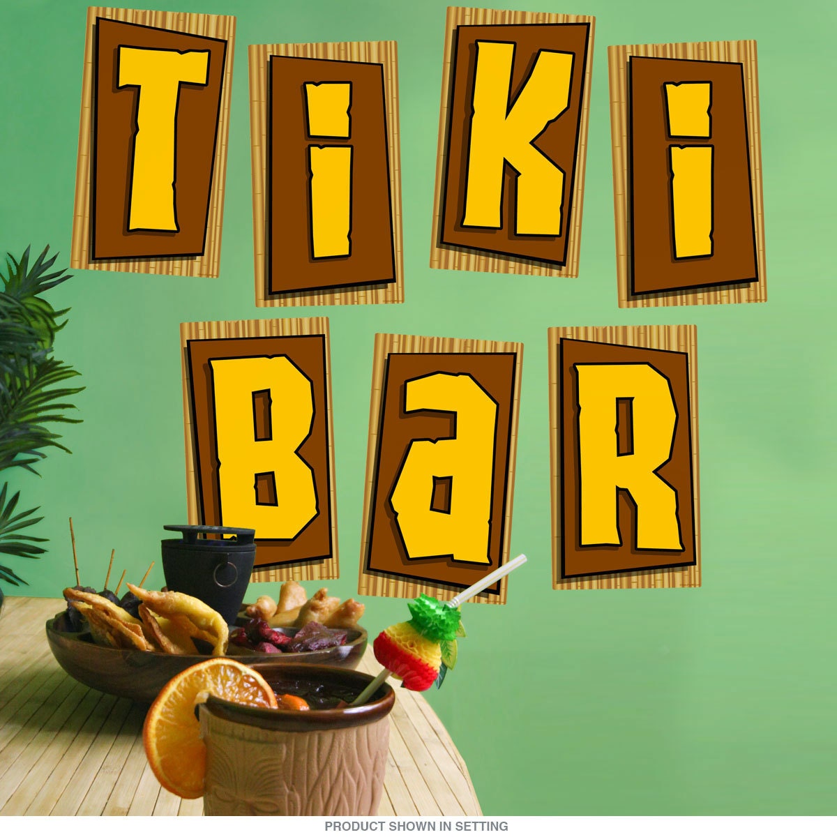 Tiki Bar Letters Tropical Wall Decal Set | Etsy