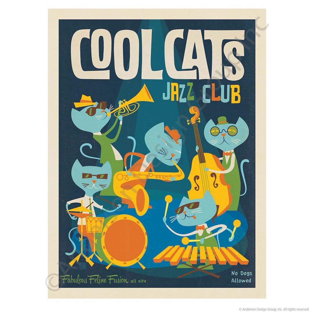 Mini Sticker: Cool Cats Jazz Club Mini Waterproof Vinyl - Etsy