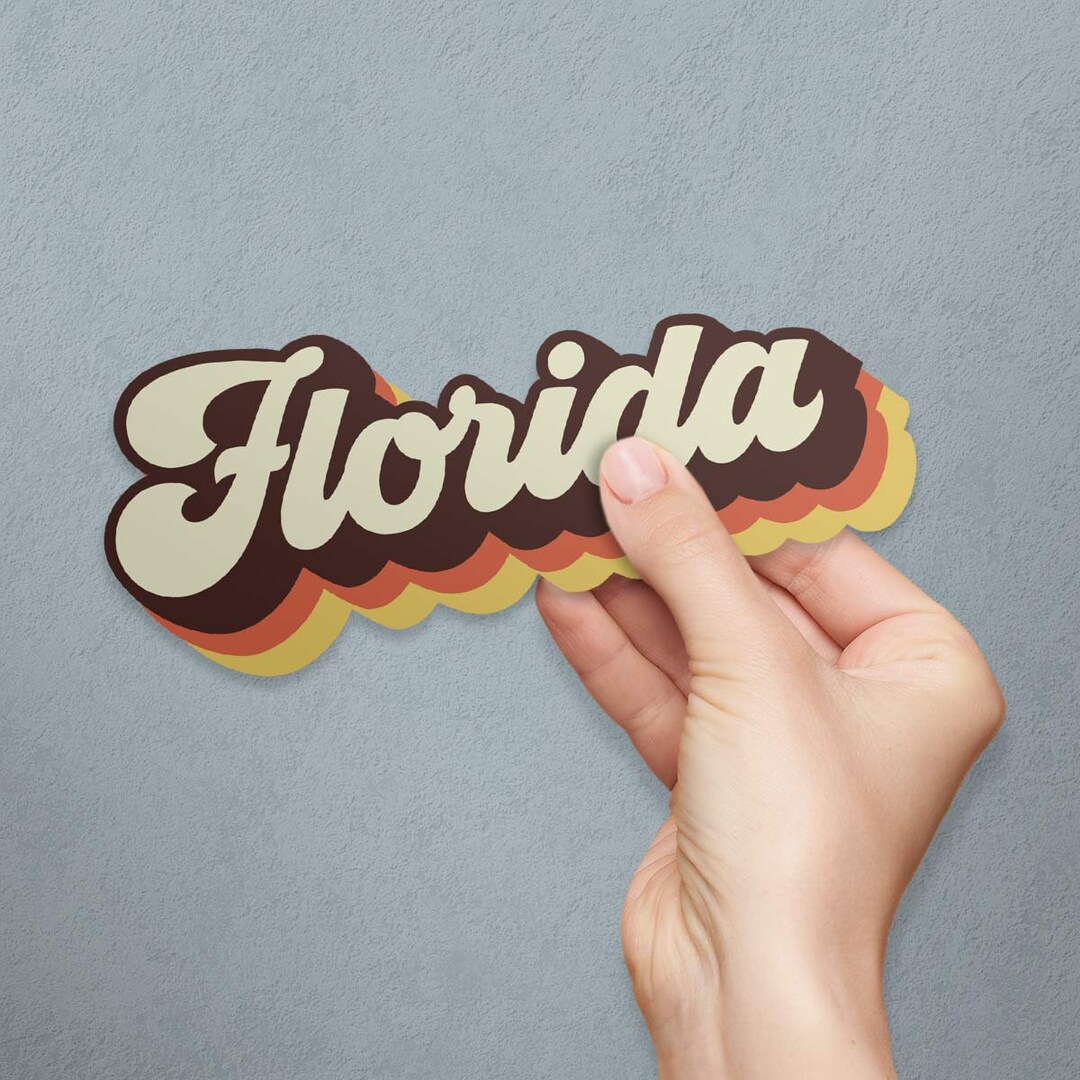 Florida Bumper Sticker, Groovy 70s Retro Travel Vinyl Decal - Etsy