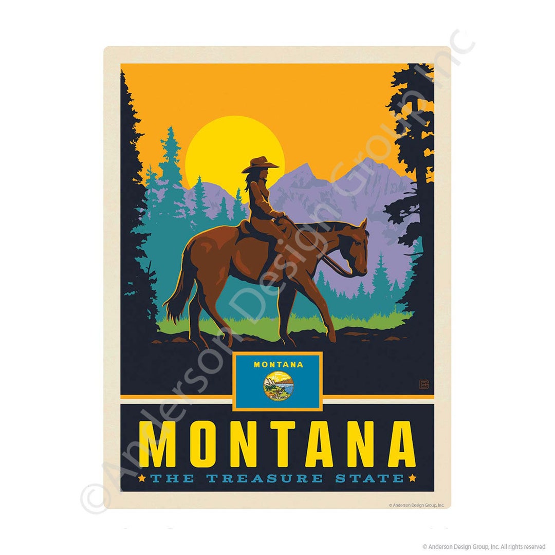Mini Vinyl Sticker Montana Treasure State, Waterproof State Pride ...