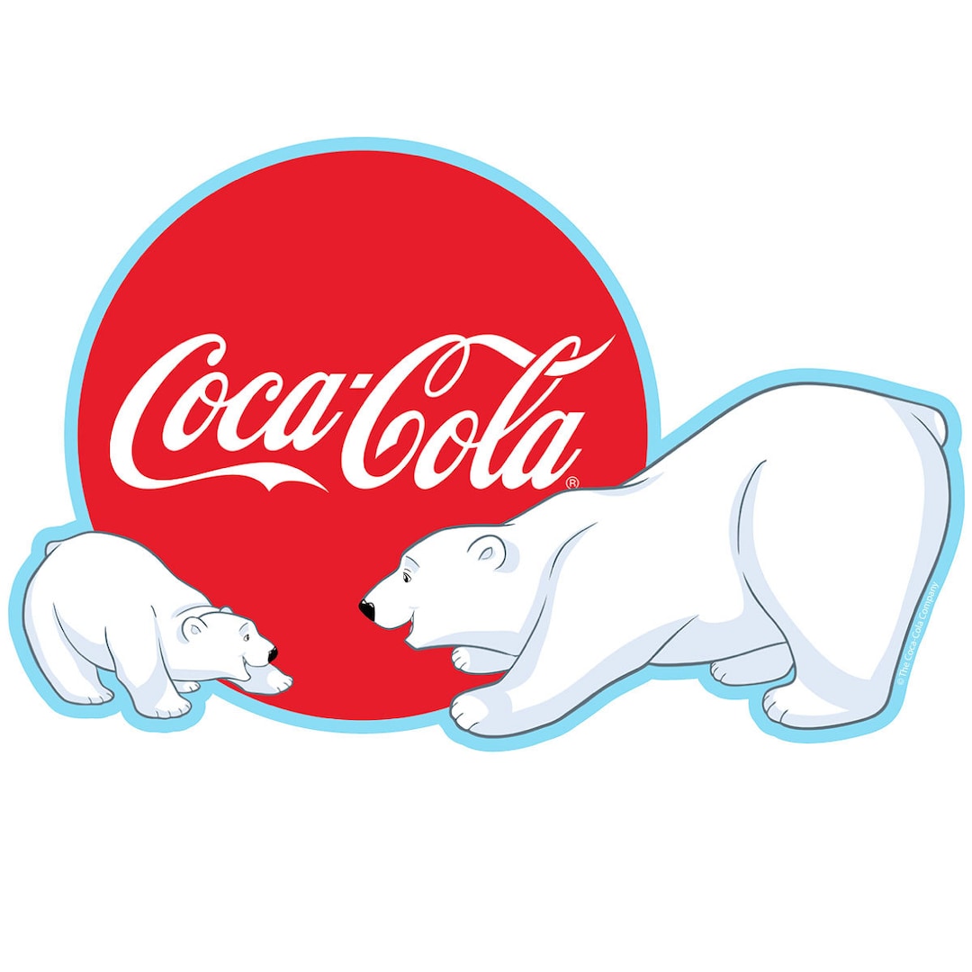 Vinyl Sticker; Coca-cola Polar Bears Red Disc, Retro Style Coke Sticker ...