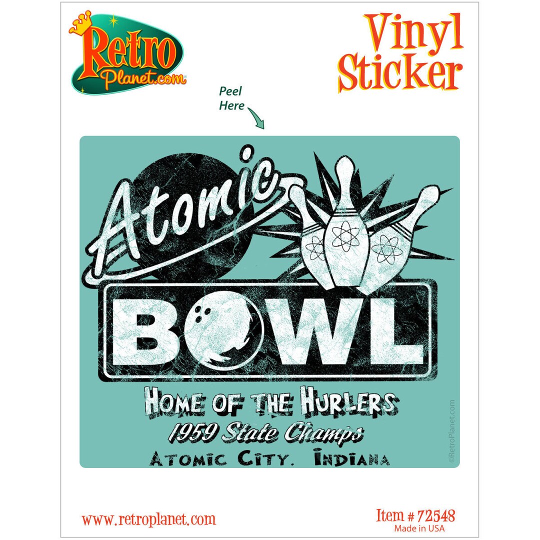 Vinyl Sticker; Atomic Bowling Alley, Atomic City Indiana Souvenir ...