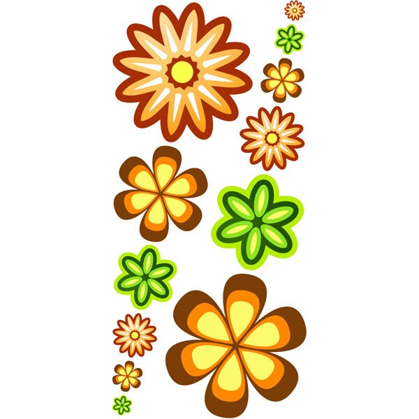 Mod Flowers 70s Style Wall Decal Sheet Large - Etsy