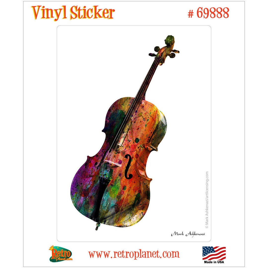 Vinyl Sticker; Cello Musical Paint Splatter Laptop Bumper, Cellist Gift ...