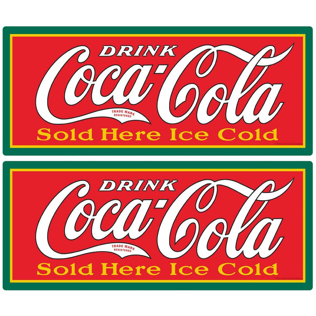 Coca-cola Vinyl Decals - "sold Here Ice Cold" - Set of 2 - Etsy