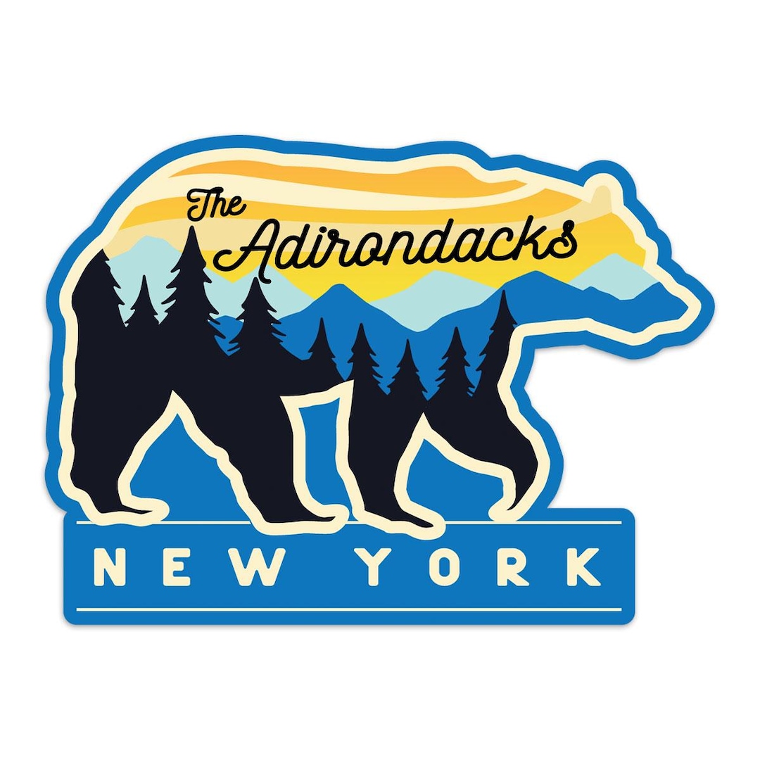 Vinyl Sticker; Adirondacks New York Bear Die Cut Decal, Nature Travel ...