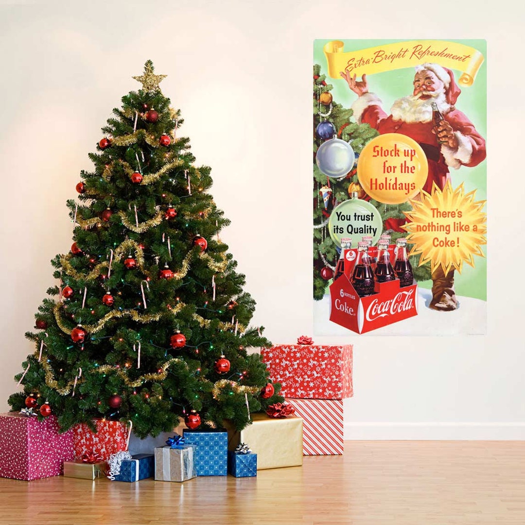 Coca-cola Wall Decal: Santa Extra Bright Refreshment Wall - Etsy