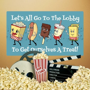 Lets Go to the Lobby Snacks Wall Decal Dancing Concession Stand Cartoon ...