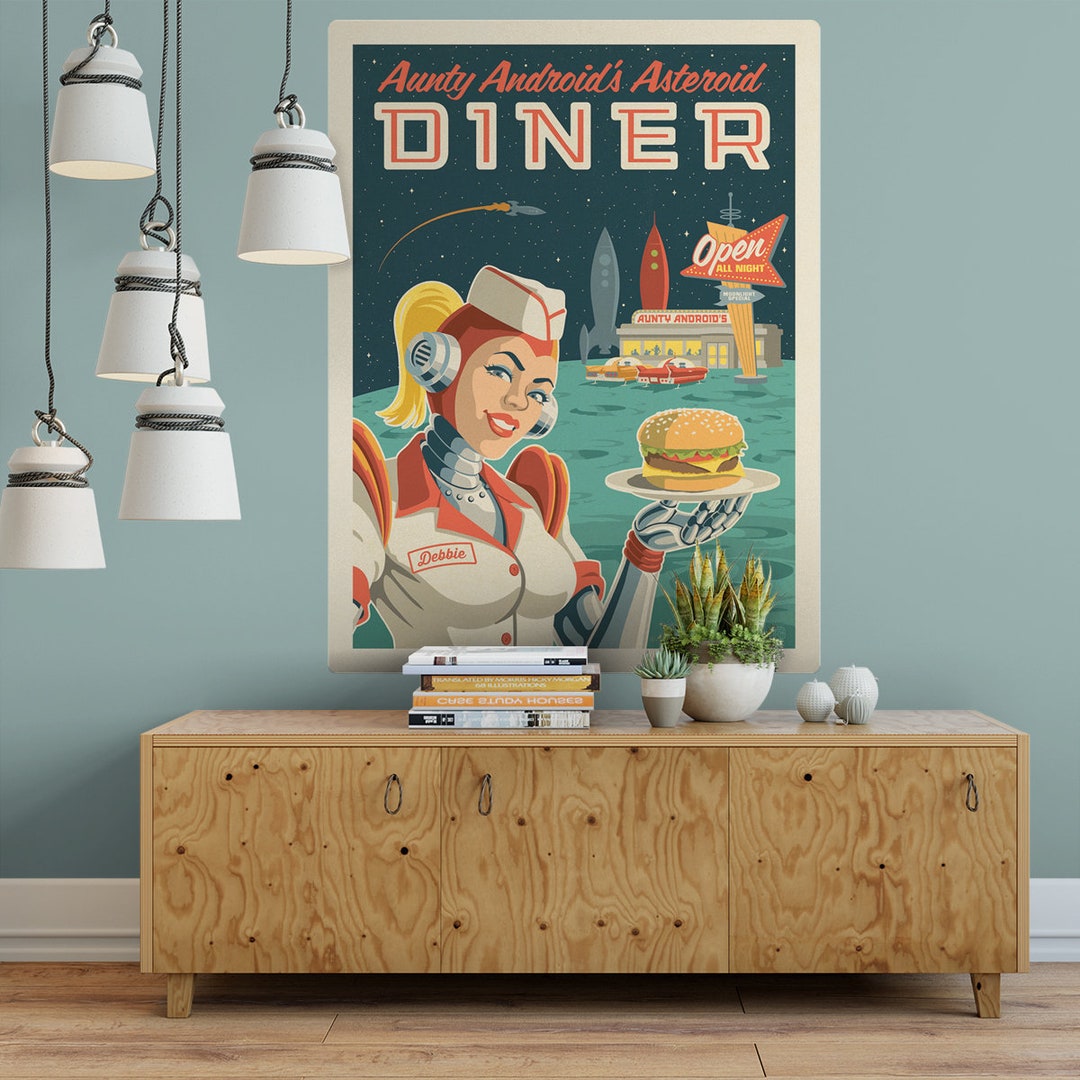 Wall Sticker Asteroid Diner Space Travel Decal, Removable Peel and ...