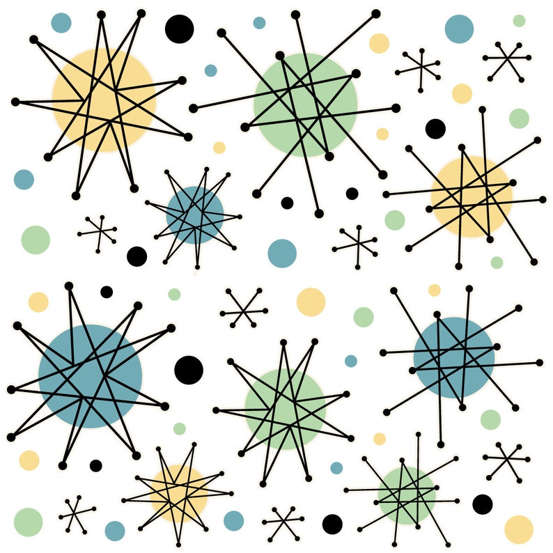 Atomic Starburst Decals Set of 50 Plus Accents Large MCM - Etsy