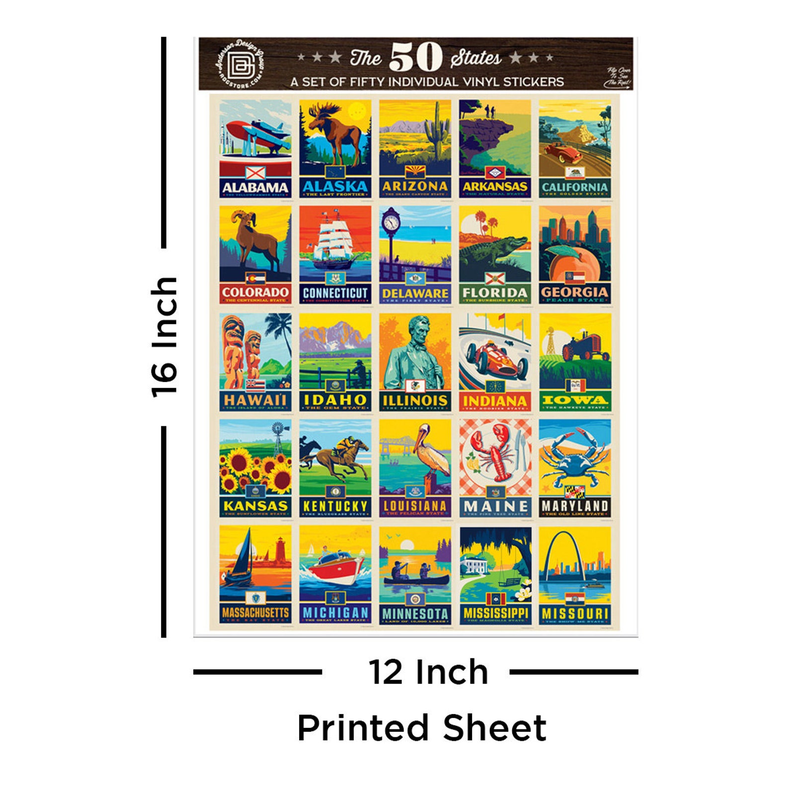 50 States US Travel Vinyl Sticker Set State Pride Decals 2 X 3 | Etsy