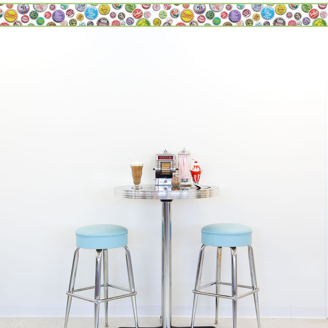 Colorful Soda Pop Bottle Caps Wall Decal Border, Peel & Stick 6 X 48 ...