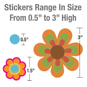 Mod Flowers Stickers, Small Retro Boho Groovy 60s OR Earthy 70s Style ...