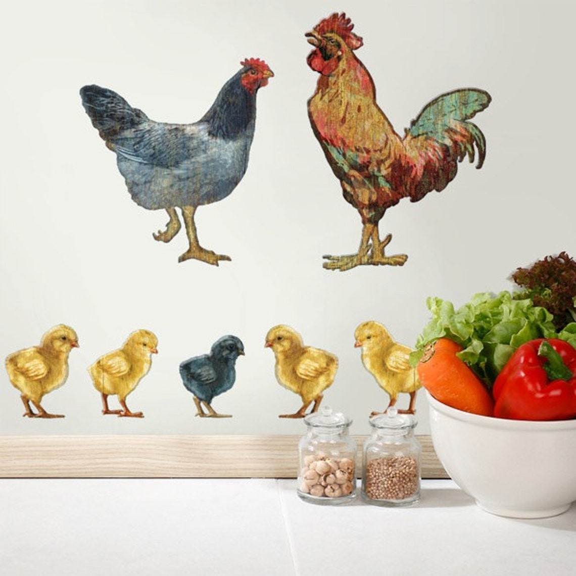 Chicken Family Farm Wall Decal Sheet of 14 Decals Realistic | Etsy