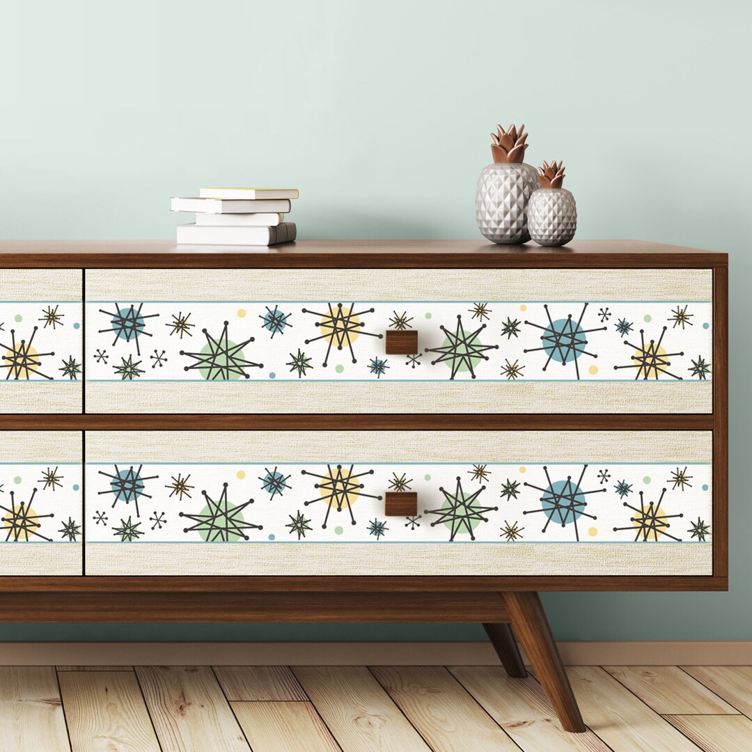 Atomic Starburst Wall Border Peel & Stick Decal, 1950s Style Wall ...