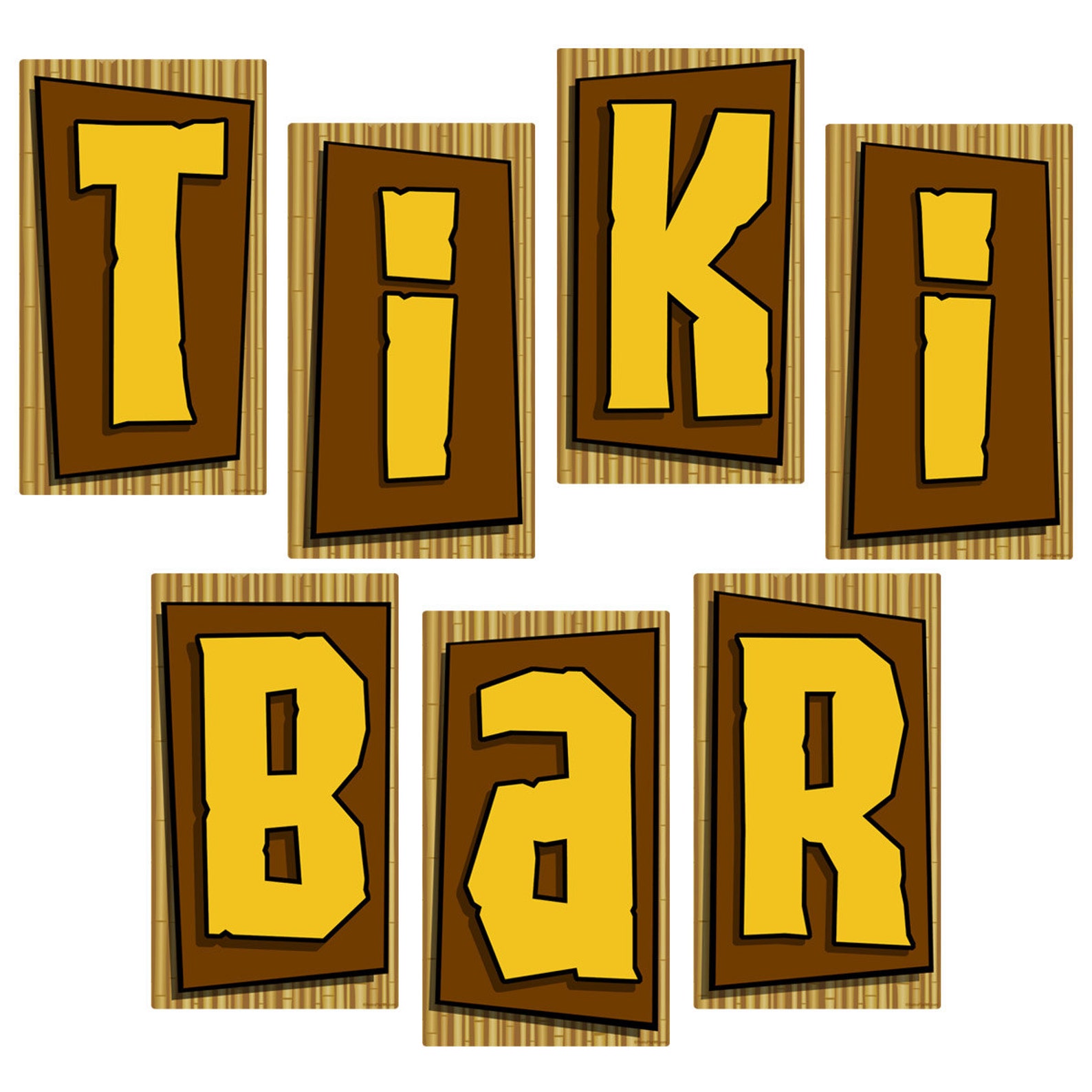 Tiki Bar Letters Tropical Wall Decal Set | Etsy