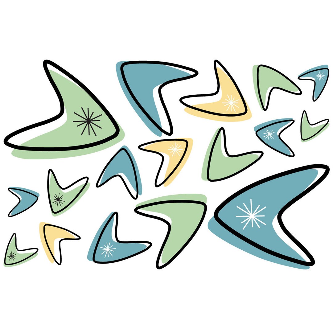 Atomic Boomerang Stickers, Mid Century Modern Decals - Set of 16 - Etsy
