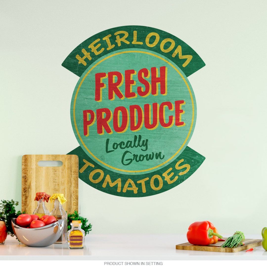 Personalized Wall Decal: Fresh Produce Locally Grown, Distressed Look ...