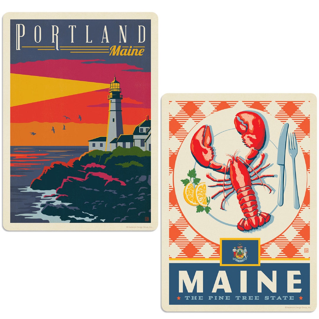 Sticker Set; Maine Portland Head Lighthouse, Set of 2, Waterproof ...