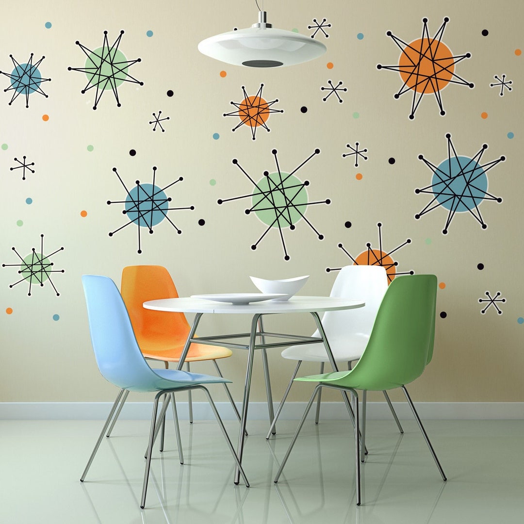 Atomic Starburst Decals Set of 50 Plus Accents, Large MCM Decor,peel ...