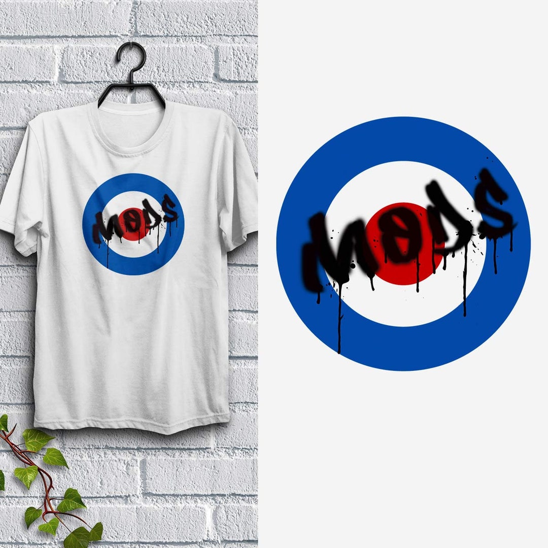 T-shirt; Mod Bullseye, White Adult Unisex S-XXL, 100% Cotton, Clean ...