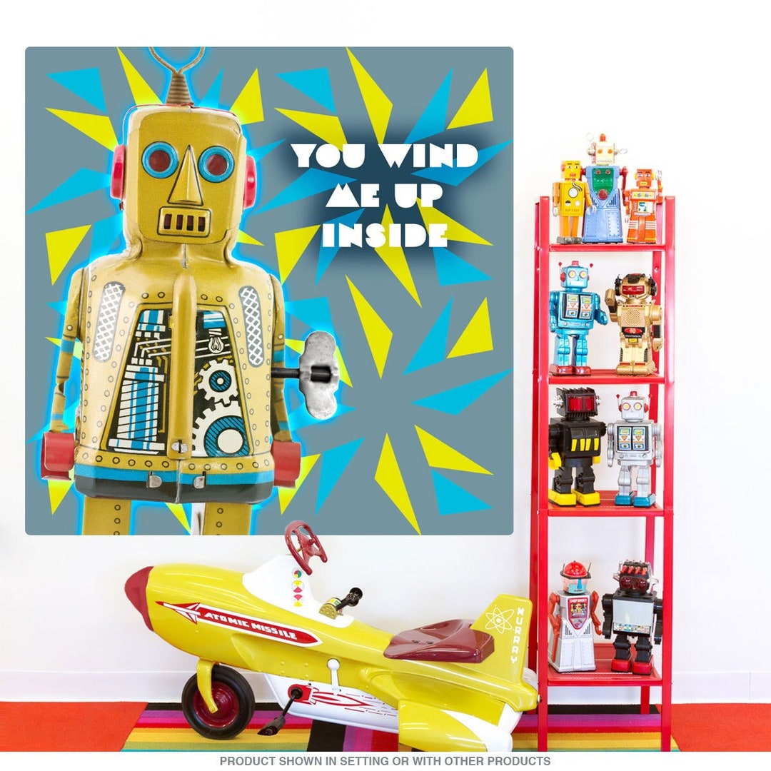 Wall Decal, You Wind Me up Toy Robot Wall Graphic, for Kid's Room, Game ...