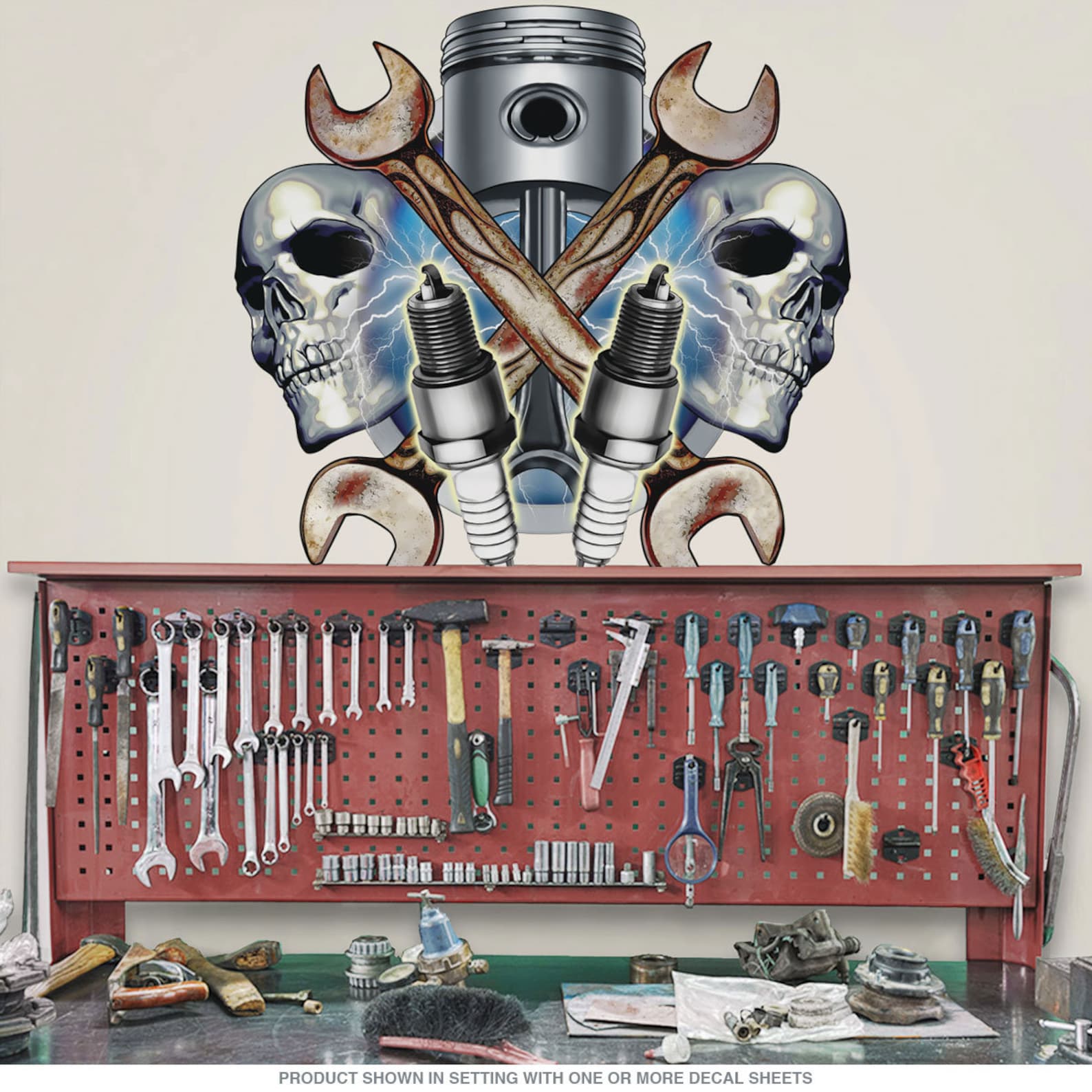 Mechanic Skulls Car Tools Wall Decal Peel & Stick Art for Auto - Etsy