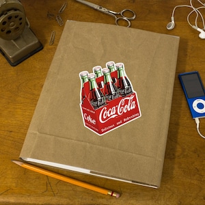 Coca-cola Vinyl Sticker, Classic 1950s Bottles 6 Pack, Officially ...