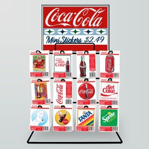 Coca-cola Classics Mini Stickers 240 Ct Bundle With Display Rack, Vinyl ...