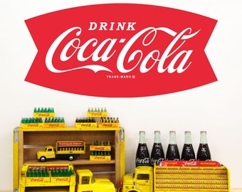Drink Coca-cola Welcome Fishtail Logo Wall Decal Distressed | Etsy