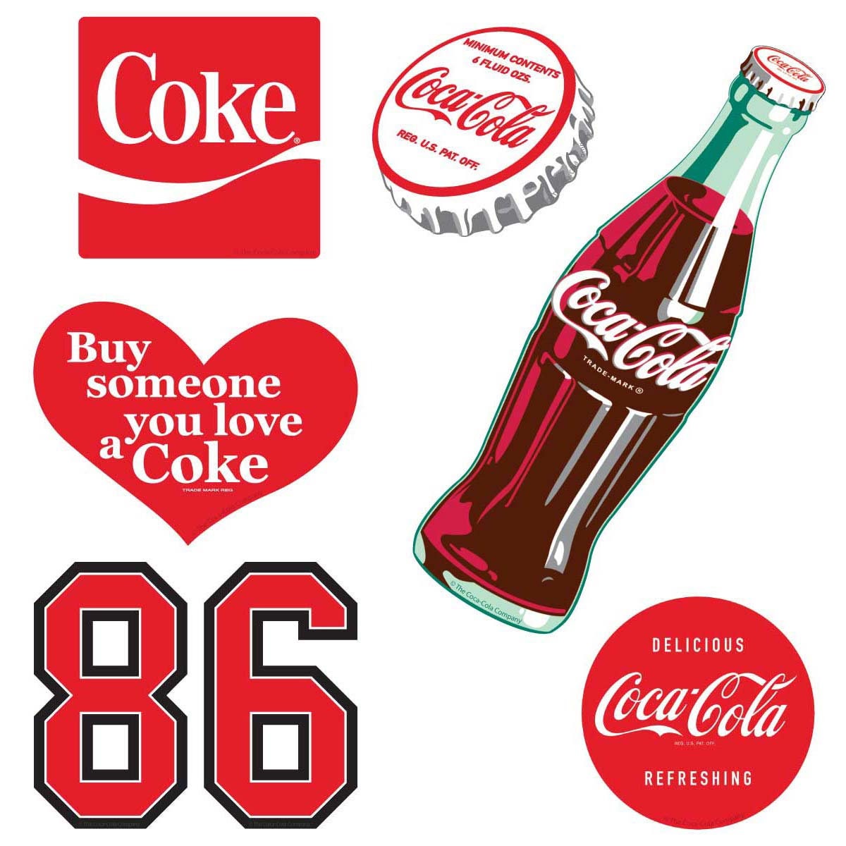 Coca-Cola Classic Art Vinyl Sticker Set of 6Laptop | Etsy