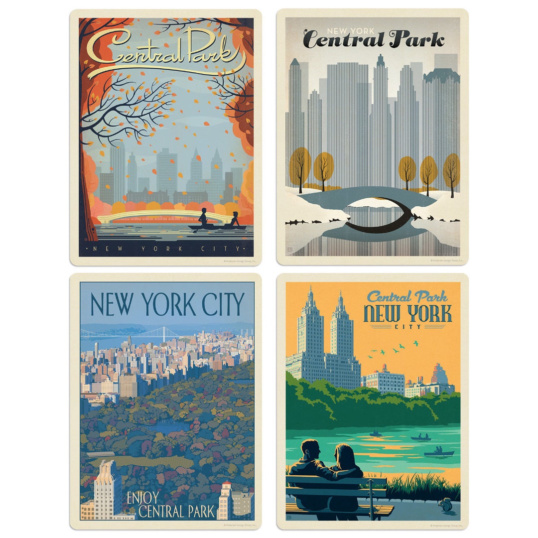 Central Park New York City Vinyl Sticker Set of 4–bumper Stickers ...