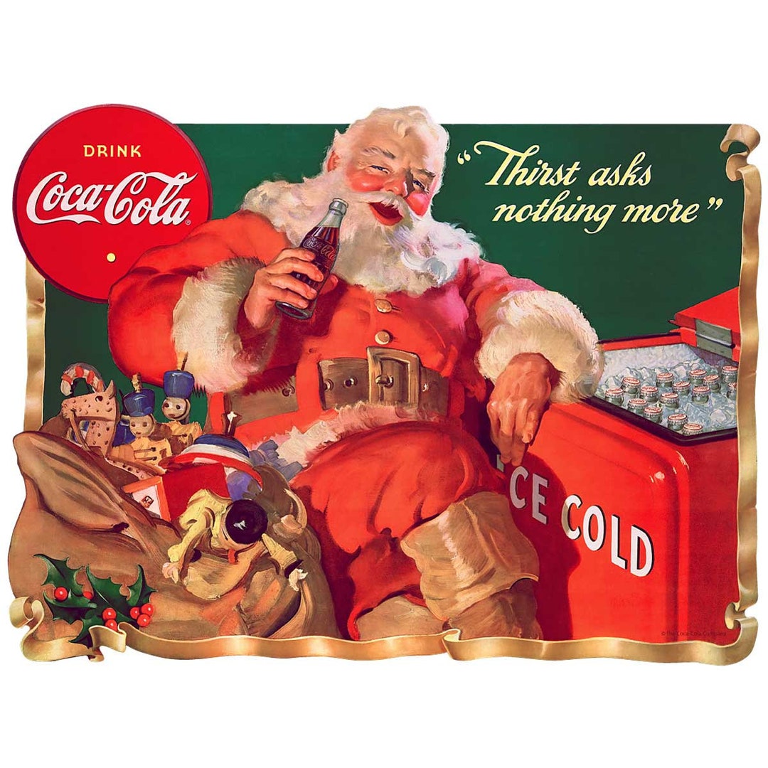 Coca-cola Decal Santa Claus Thirst Asks Nothing More–vinyl Decal–peel ...