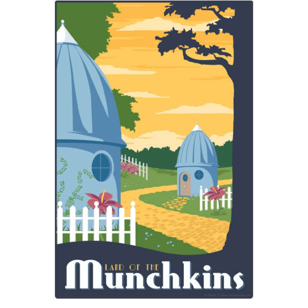 Land of the Munchkins Wall Decal, Fantasy Travel Wall Art Movie Theme ...