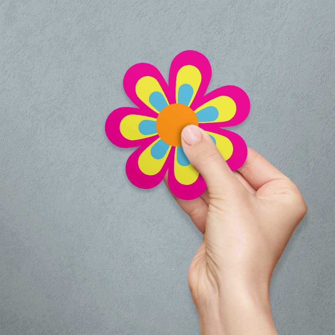 Mod Style Flower Sticker, Retro Vinyl Stickers, Hippy Flower Die Cut ...