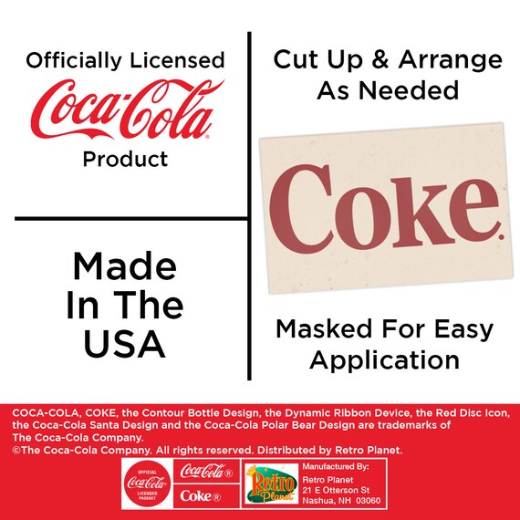 Home Décor Coke 1970s Logo Vinyl Wall Decal Coca-Cola Officially ...