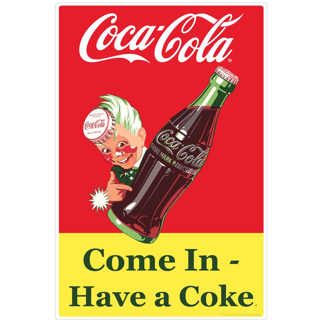 Vinyl Sticker; Coca-cola 'come In' Sprite Boy, Vintage Style Decor ...