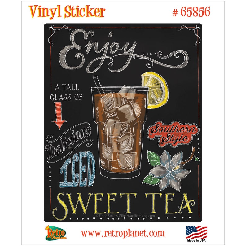 Enjoy Sweet Tea Chalk Art Vinyl Sticker - Etsy