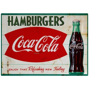Coca-cola Decal Hamburgers Fishtail Distressed–vinyl Decal–peel and ...