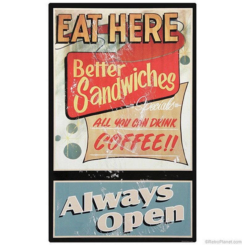 Eat Here Always Open Diner Wall Decal - Etsy