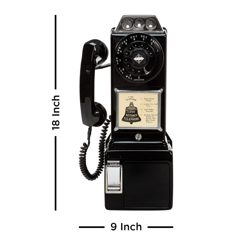 Vintage Pay Phone Wall Decal, Retro Rotary Telephone Wall Sticker (9x18 ...