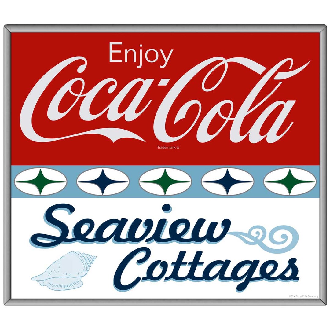 Coca-cola Vinyl Wall Decal, Seaview Cottages, Removable Wall Decal ...